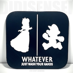 Princess and Mario Wash Your Hands Neutral Bathroom Sign Unisex ...