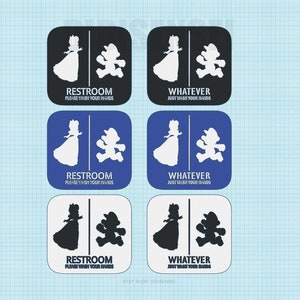 Princess and Mario Wash Your Hands Neutral Bathroom Sign Unisex ...