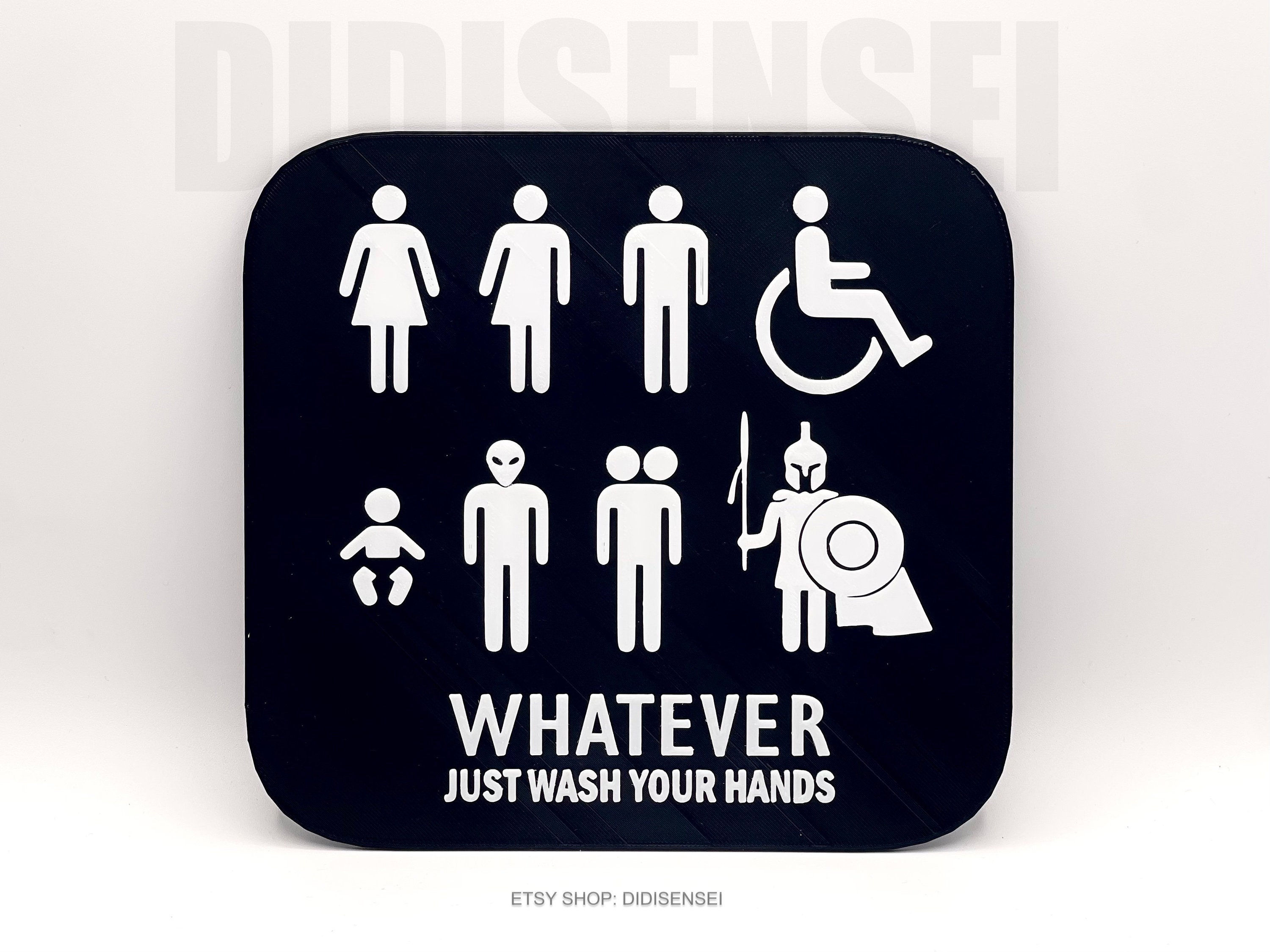 The Ultimate Neutral Bathroom Sign Just Wash Your Hands - Etsy