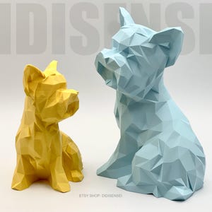 Yorkie Sculpture - Low Poly Style - Sitting Yorkshire Terrier - 6~12 ...