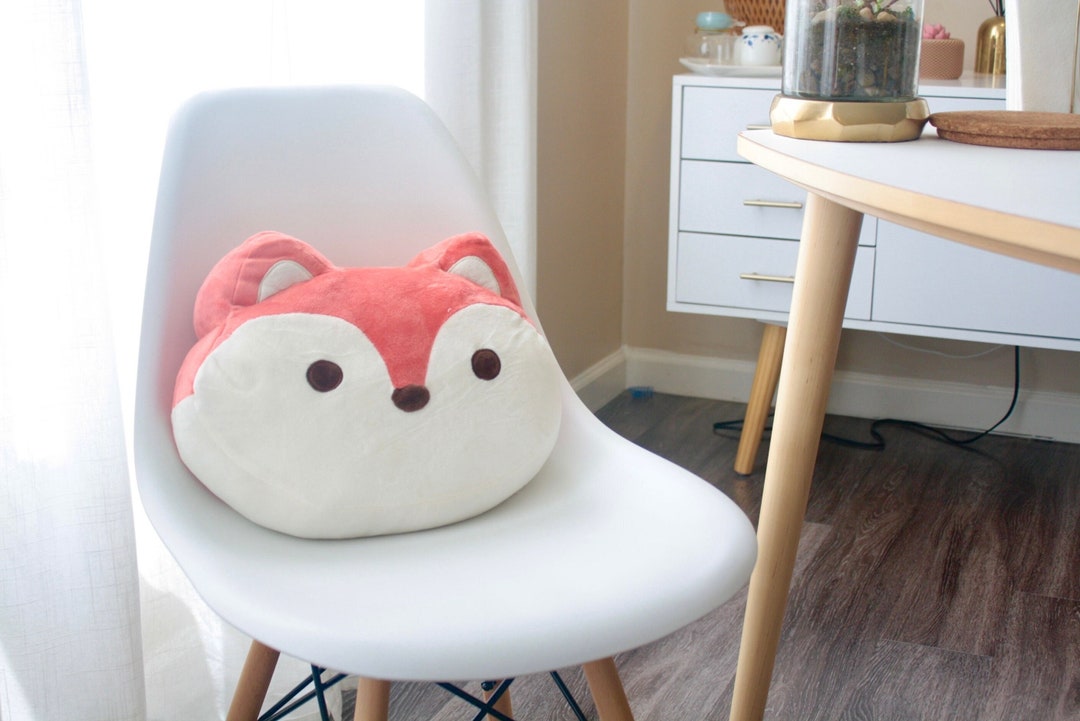 Cute Fox Plush Throw Pillow - Kawaii Fox Pillow - Cuddly Stuffed Animal ...