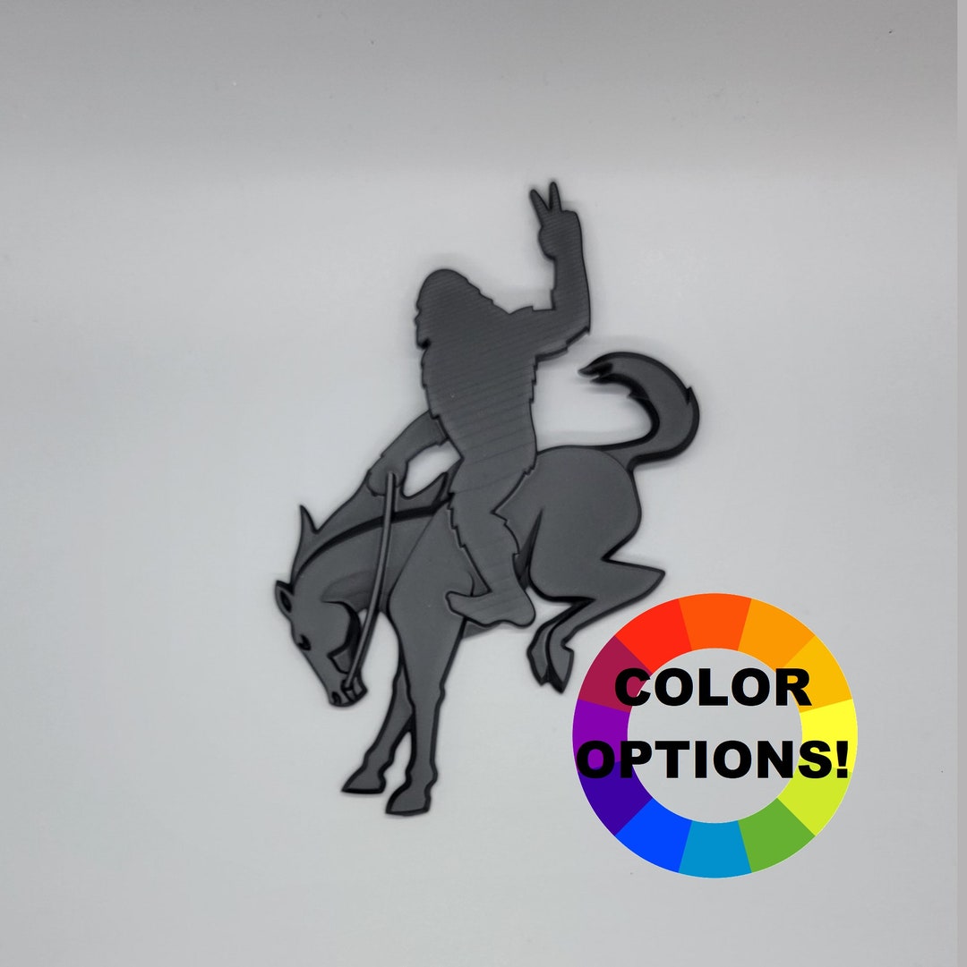 Sasquatch Riding Bronco With PEACE SIGN Gesture Emblem - Etsy