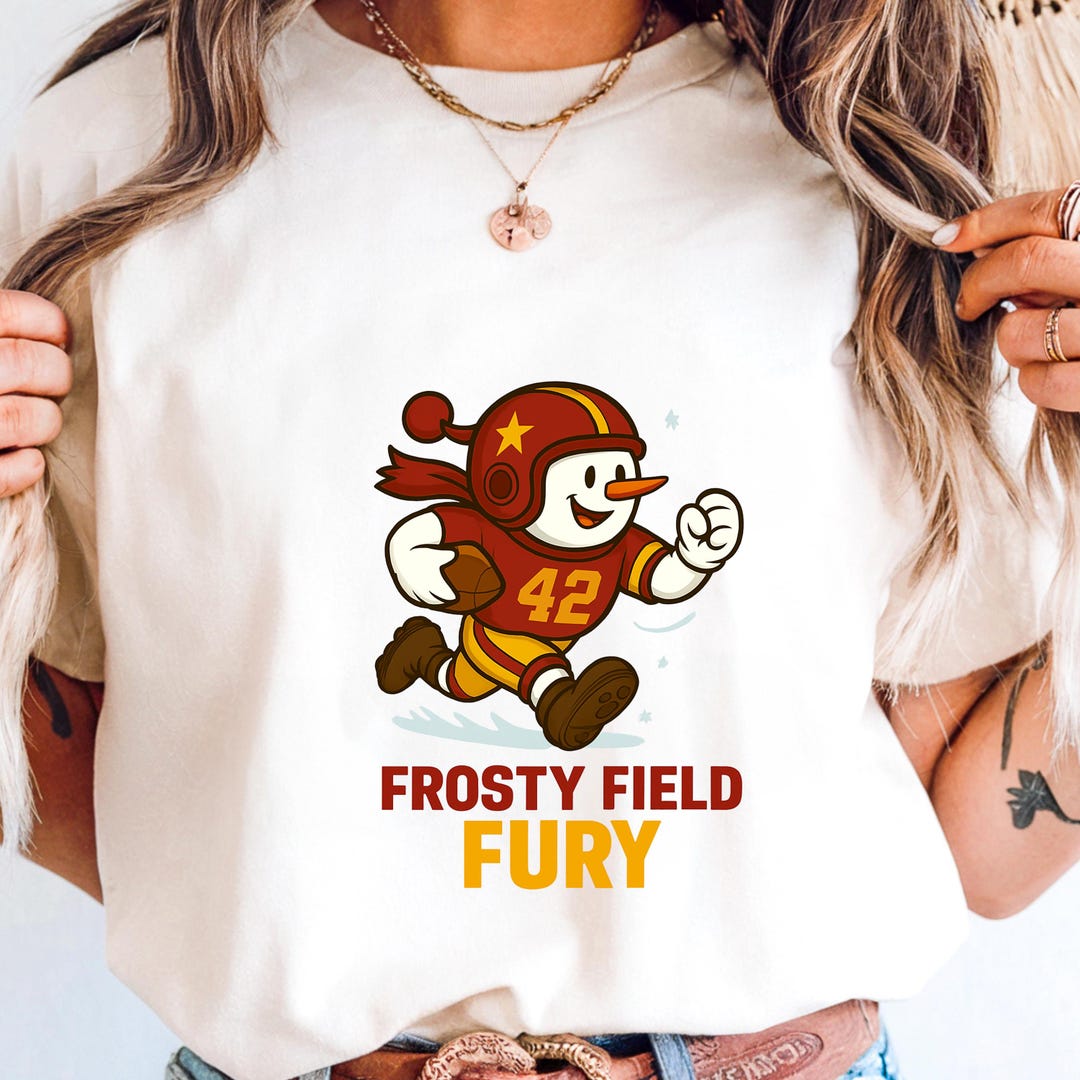 Frosty Field Fury – Christmas Snowman Football Shirt - Etsy