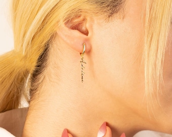 Vertical Name Earrings - Etsy