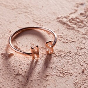 Personalized Initial Ring With Two Letters, Custom Letter Ring, Dainty ...