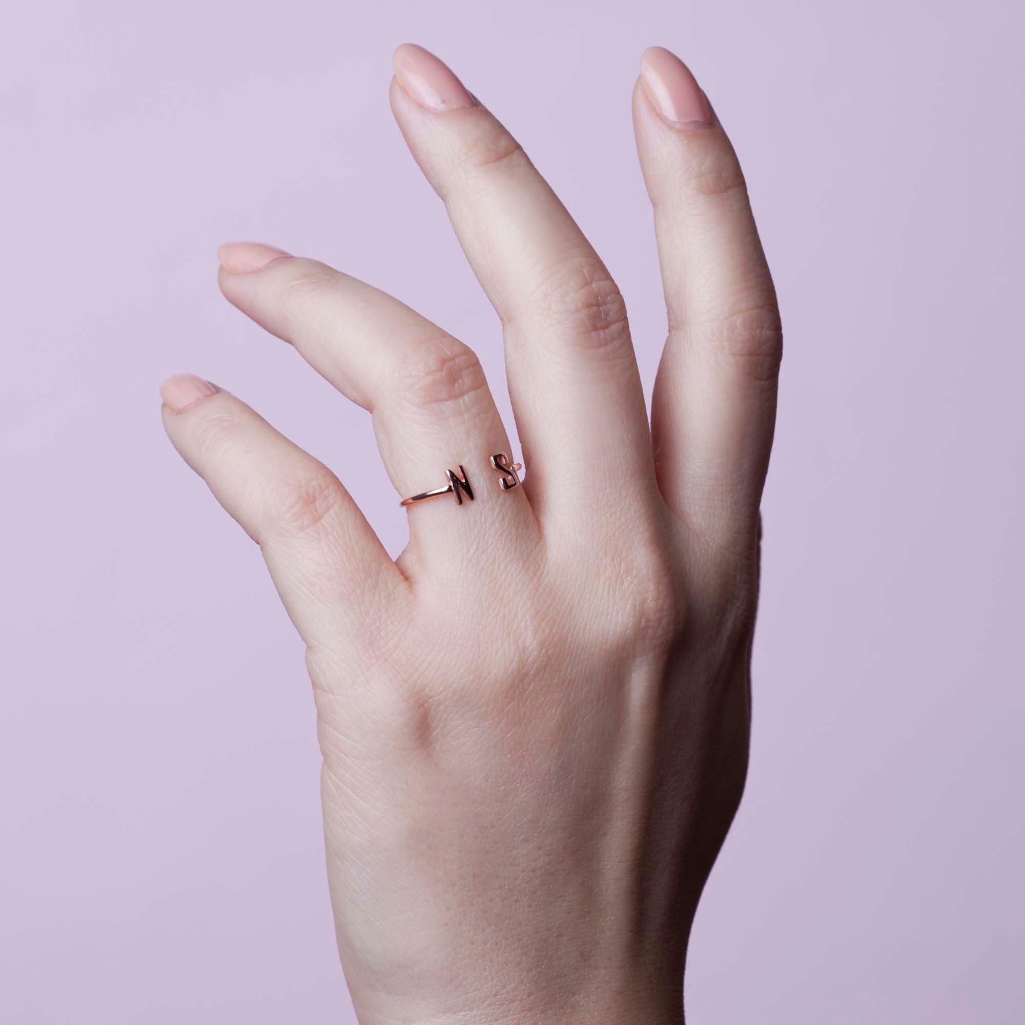 Personalized Initial Ring With Two Letters Custom Letter | Etsy