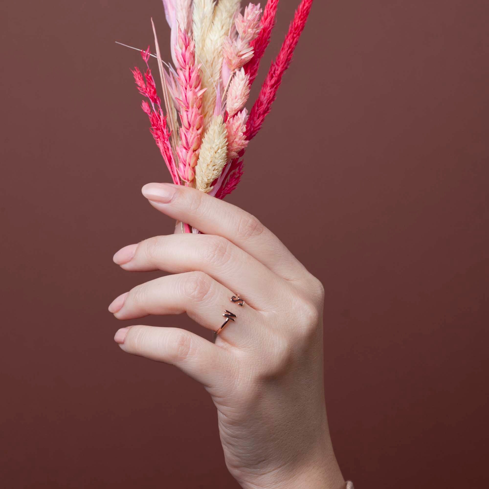 Personalized Initial Ring With Two Letters Custom Letter | Etsy