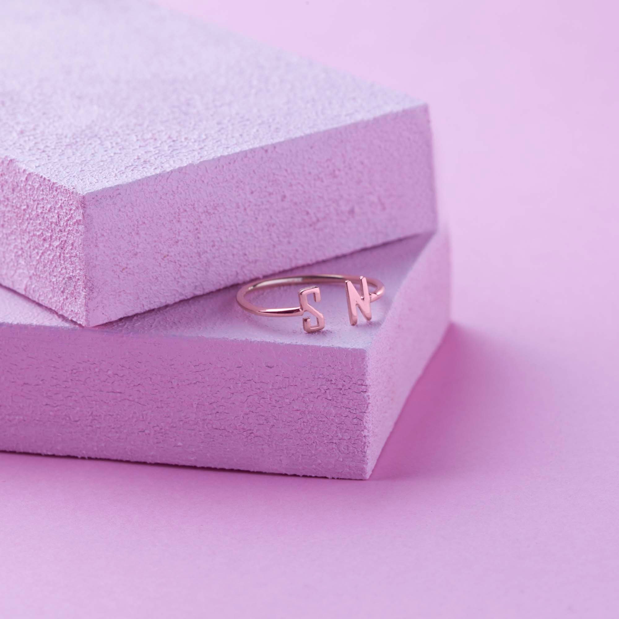 Personalized Initial Ring With Two Letters Custom Letter | Etsy