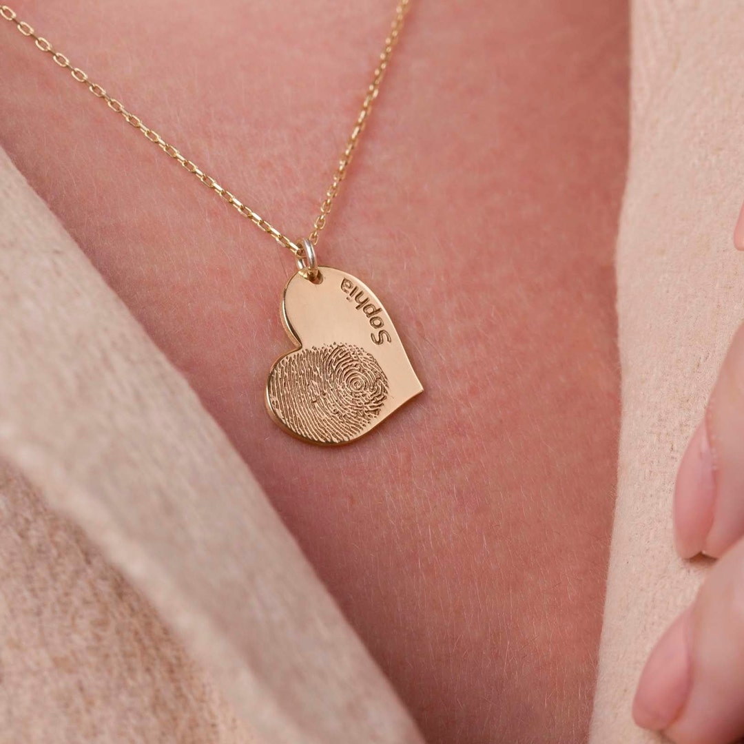 Actual Fingerprint Necklace, Engraved Fingerprint Necklace ...