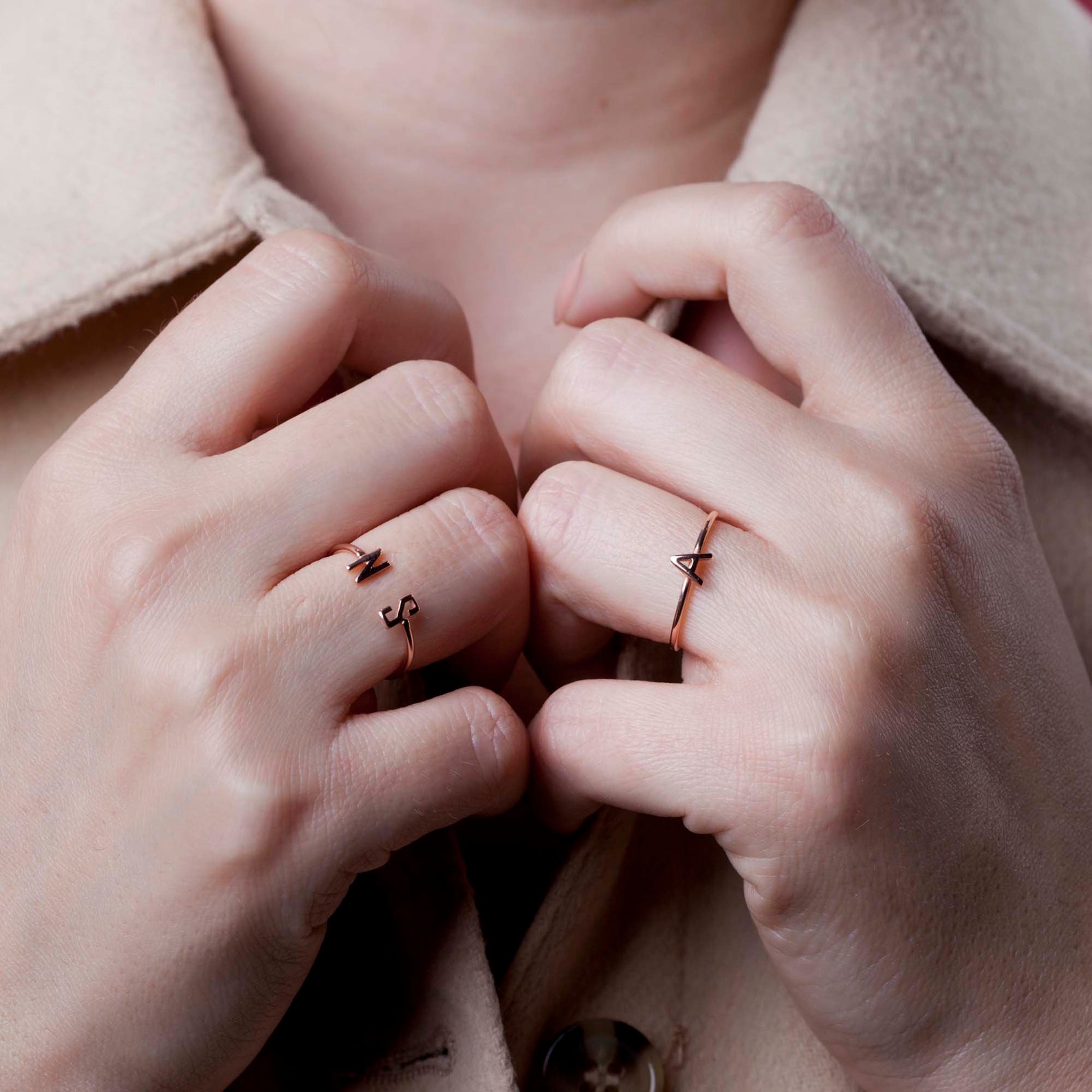 Personalized Initial Ring With Two Letters, Custom Letter Ring, Dainty ...