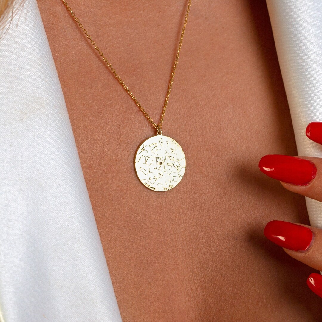 Customized Star Map Necklace, Customized Sky Map Necklace, Perfect Gift ...