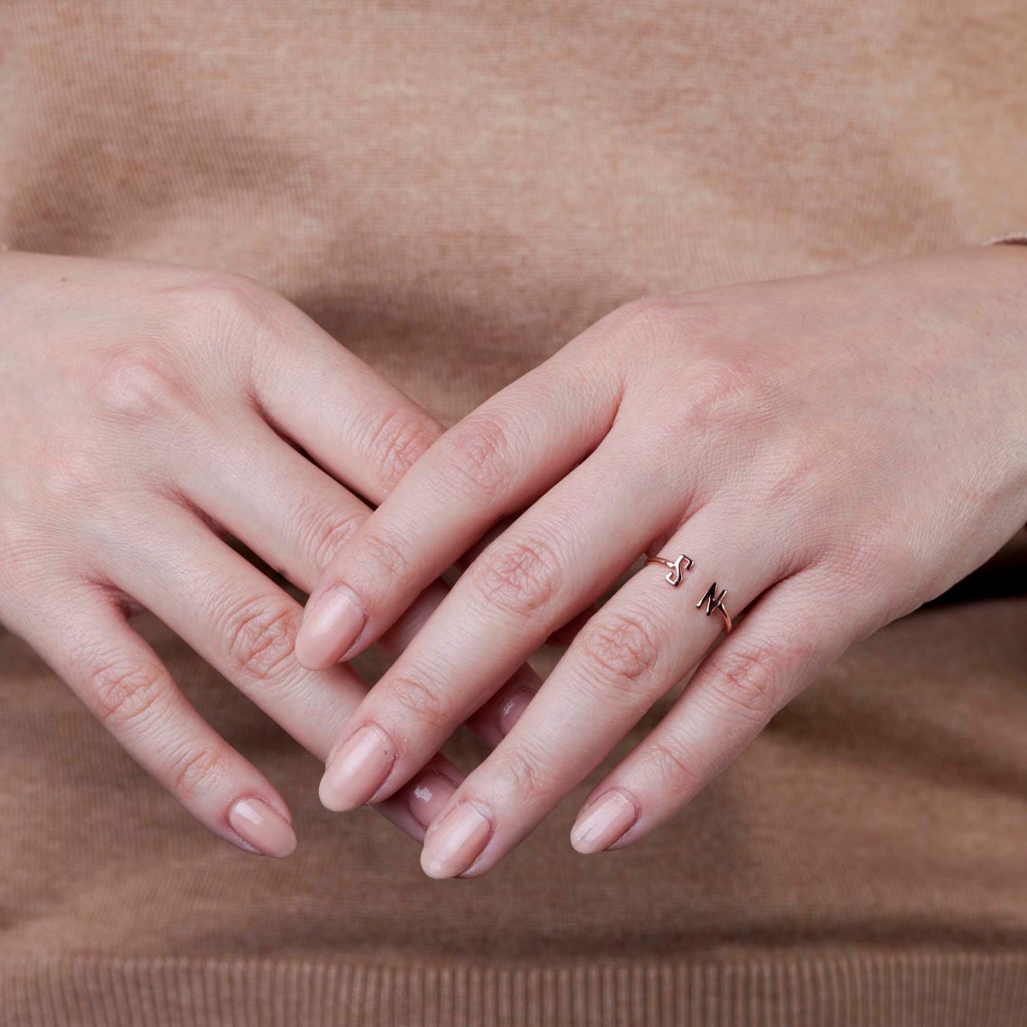 Personalized Initial Ring With Two Letters Custom Letter | Etsy