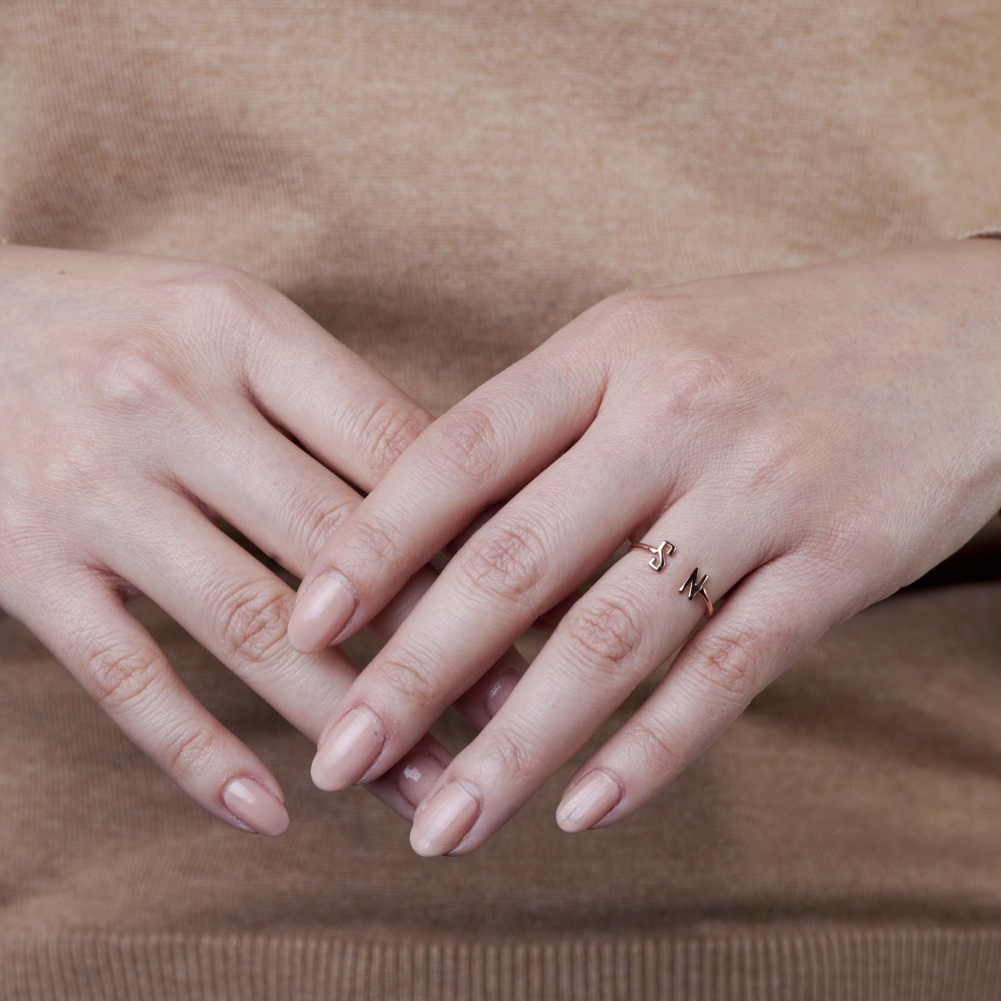 Personalized Initial Ring With Two Letters Custom Letter | Etsy