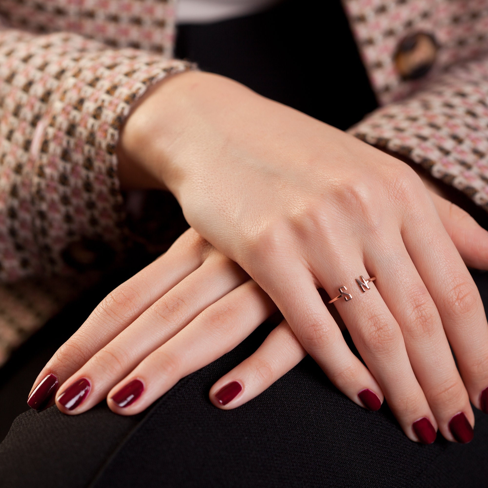 Personalized Initial Ring With Two Letters Custom Letter | Etsy