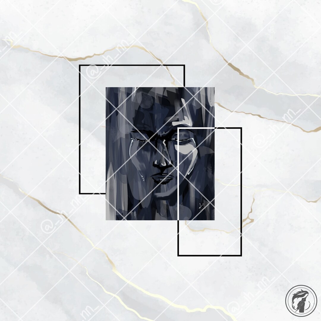 Sad and Blue Painting Design Mental Health Artwork Print Transparent ...