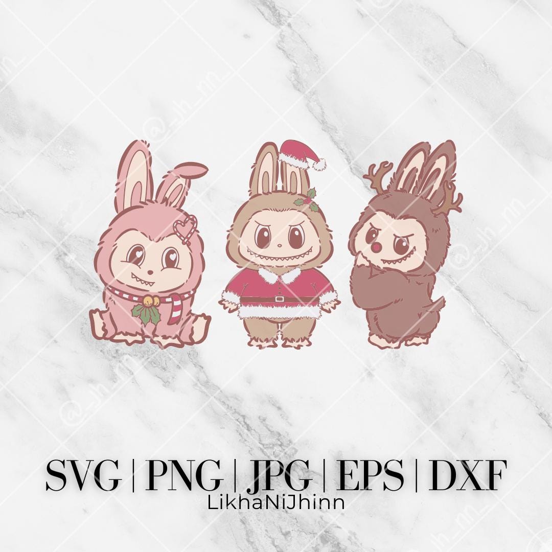 Pack of 3 Cute Labubu Christmas for Digital Download, Original ...