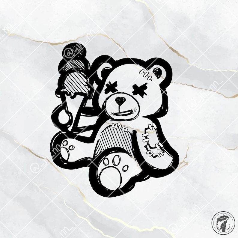Teddy Bear Svg, Teddy Bear Ice Cream Graffiti PNG, Voodoo Teddy Bear ...