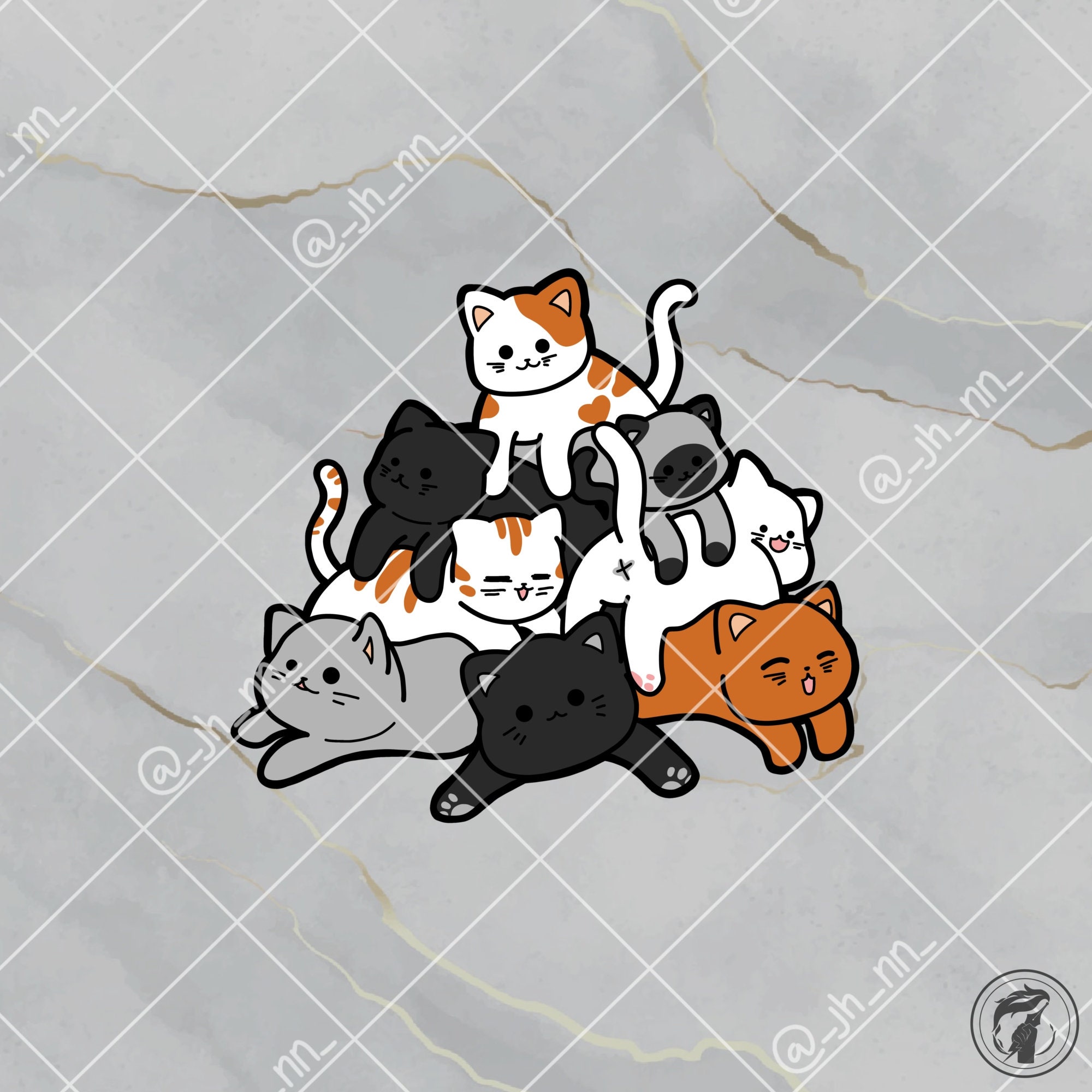 Kawaii Cats Stack Svg Cat Silhouette Svg Meowtain Svg Cat - Etsy
