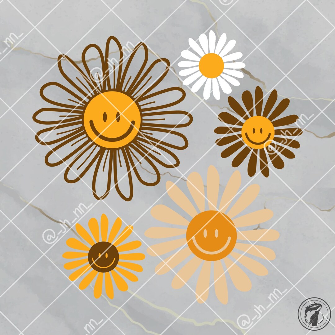 Daisy Svg Bundle, Simple Daisy Svg, Daisy Flower Svg, Smiley Face ...