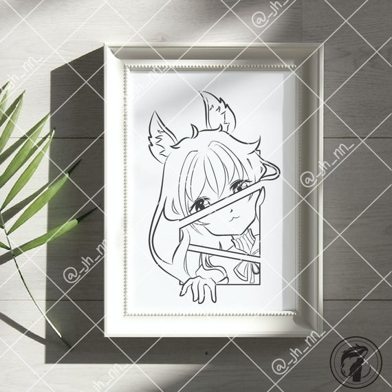 Anime Cat Girl Outline