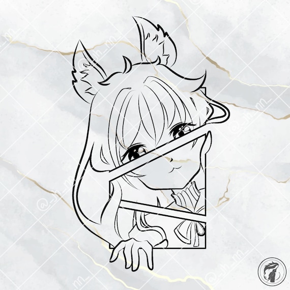 Cute Anime Cat Girl Drawing