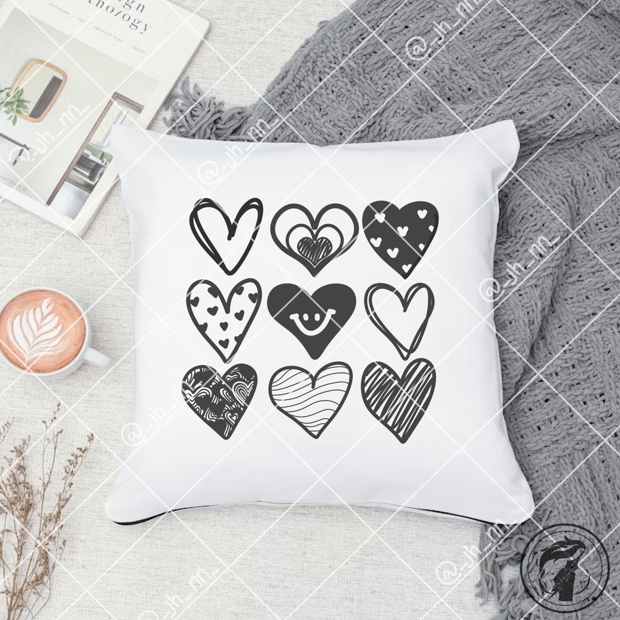 Nine Hearts SVG: Romantic Digital Print for T-shirts (PNG, EPS) - Etsy