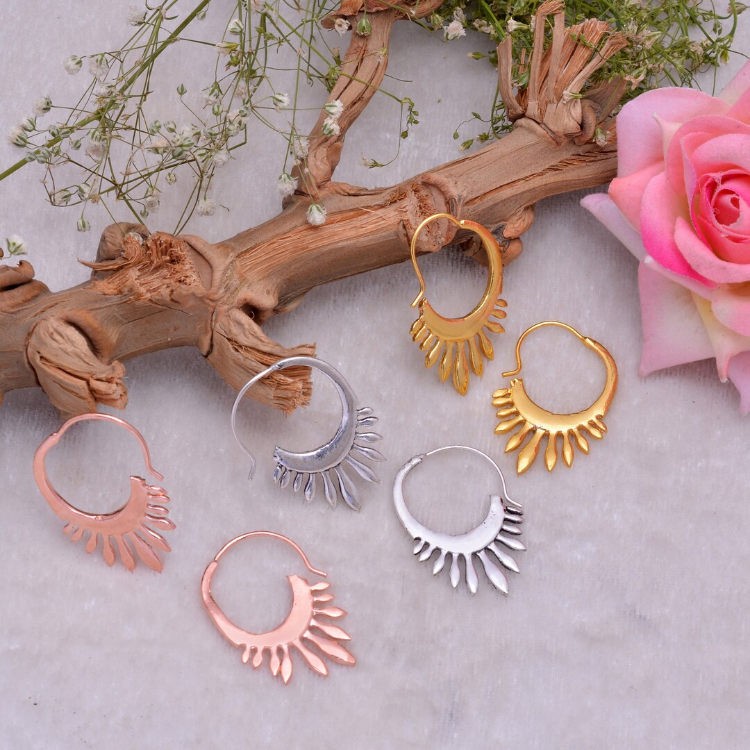 18 K Gold Filled Spiky Earrings -hoop Earrings-minimalist-rustic-pretty ...