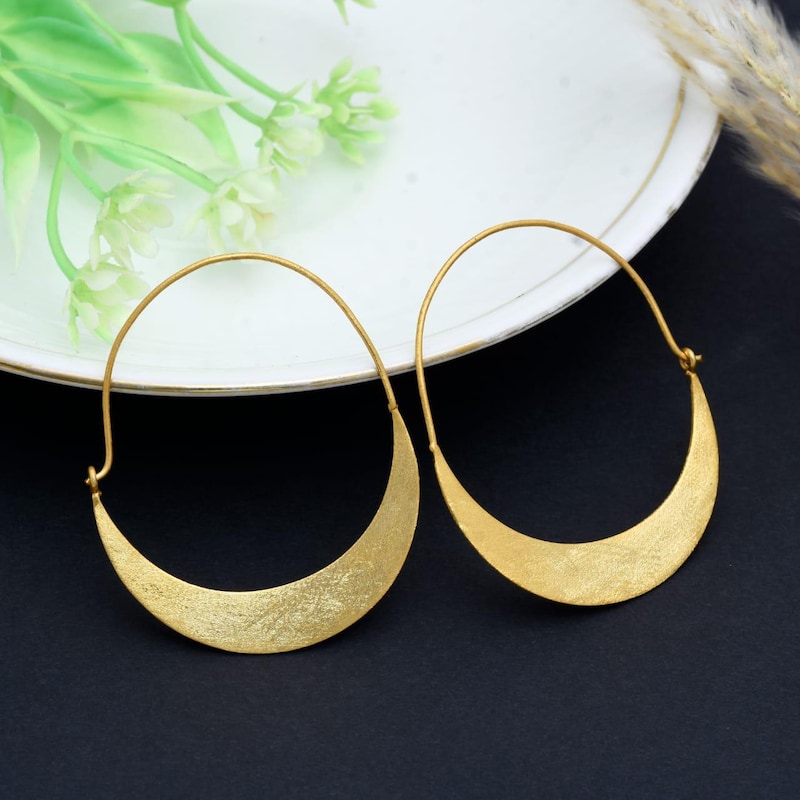 Moon Hoop Earring - Etsy