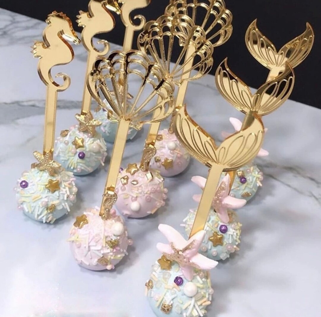 Fish Tail Under the Sea Acrylic Cakesicle, Mermaid Tail Custom Popsicle ...