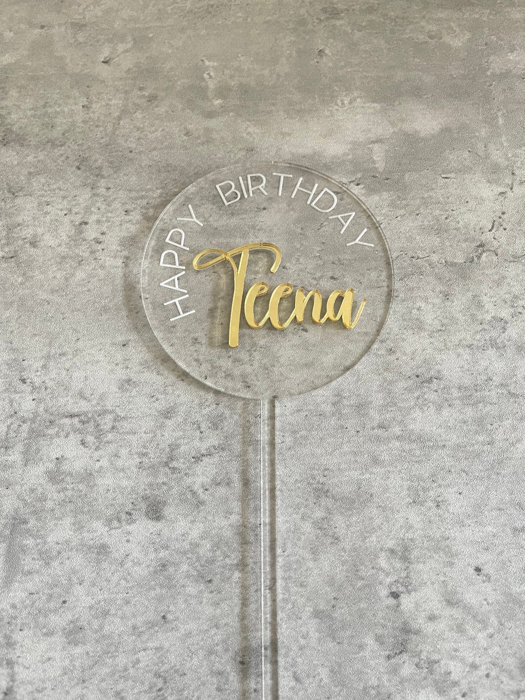 Custom Round Acrylic Cake Topper | Happy Birthday Topper | Personalized ...