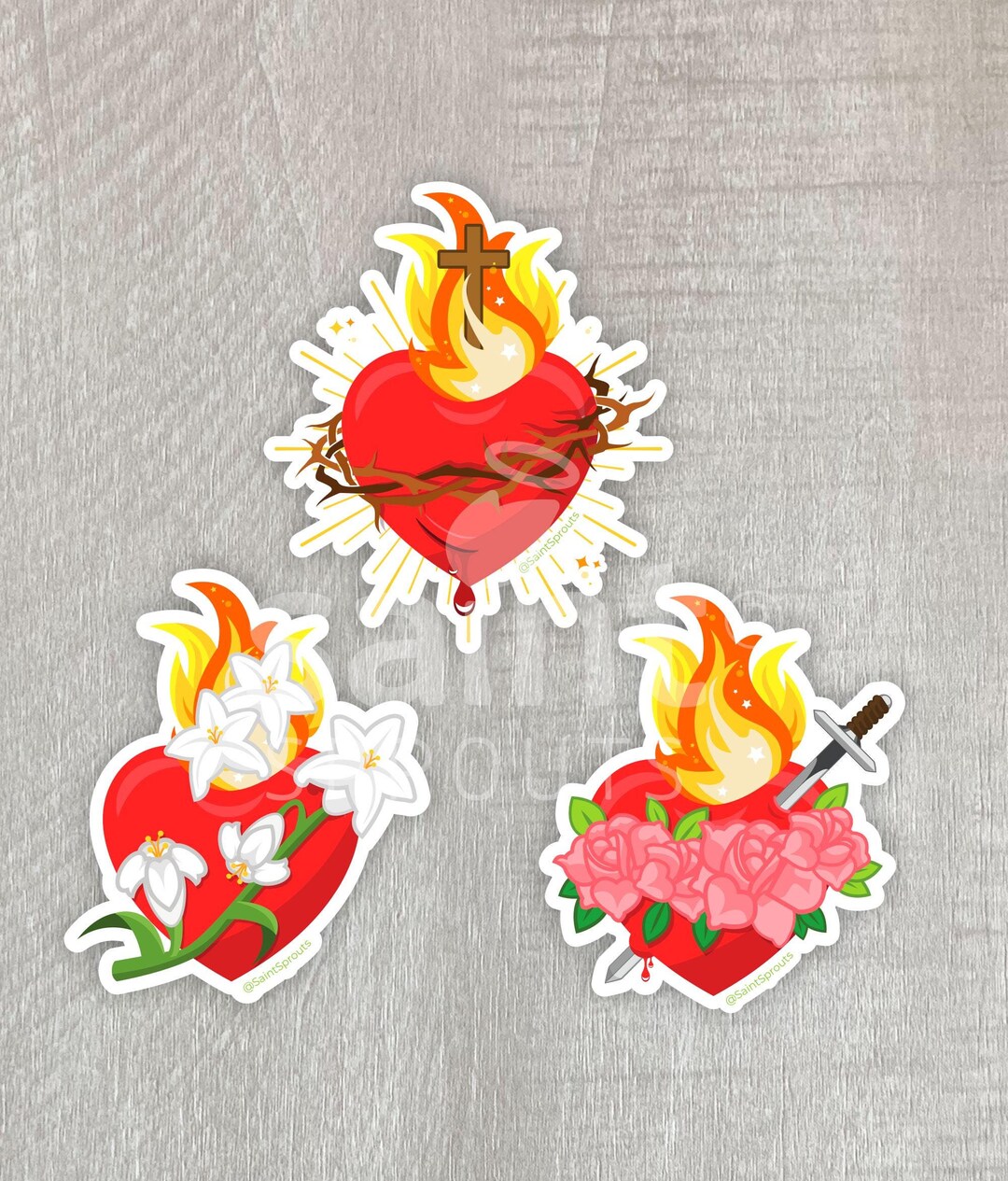Sacred Heart of Jesus Sticker | Immaculate Heart of Mary Sticker | the ...