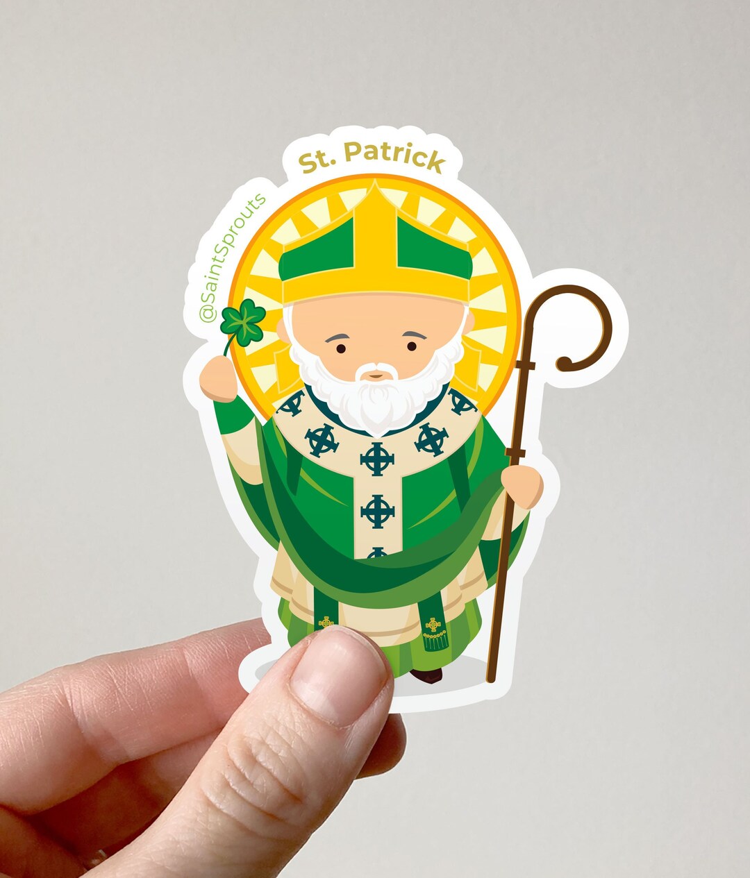 St. Patrick Sticker | Catholic Saint of Ireland | Shamrock Trinity ...