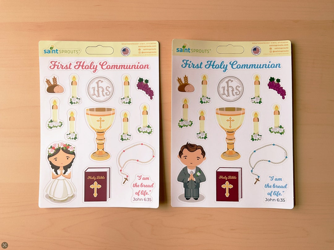 BUNDLE: First Communion Sticker Sheet for Boy's and Girl's First Holy ...