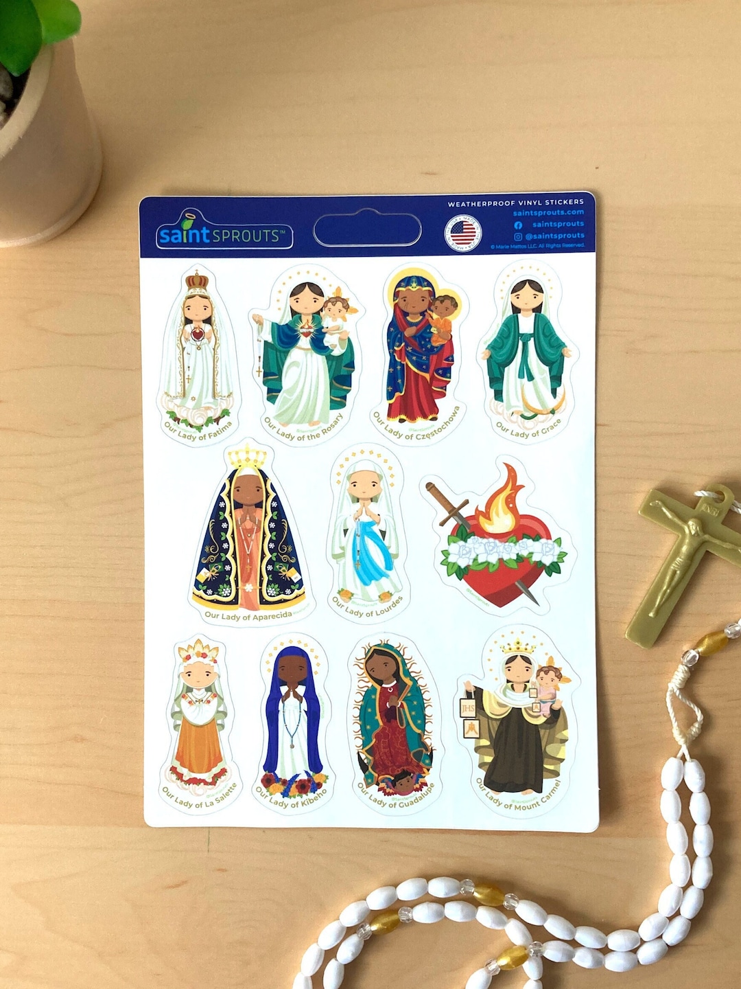 Mary Sticker Sheet Marian Stickers Cute Stickers Catholic Gift Marian ...