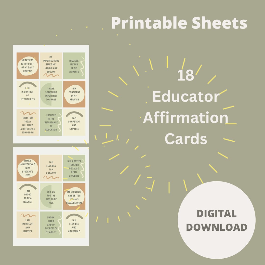 Educator Affirmation Cards Deck, Printable Affirm Cards for Teacher ...