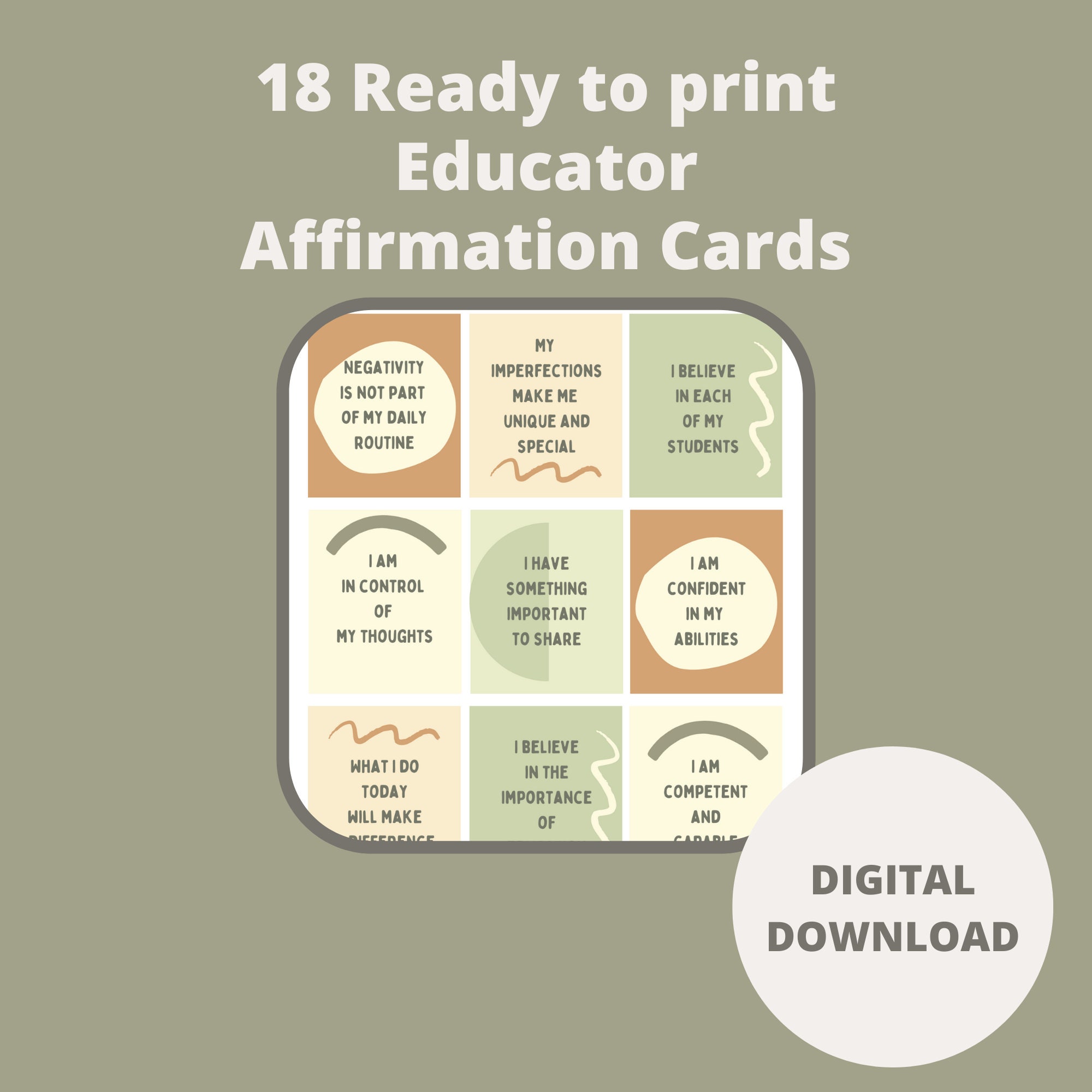 Educator Affirmation Cards Deck, Printable Affirm Cards for Teacher ...