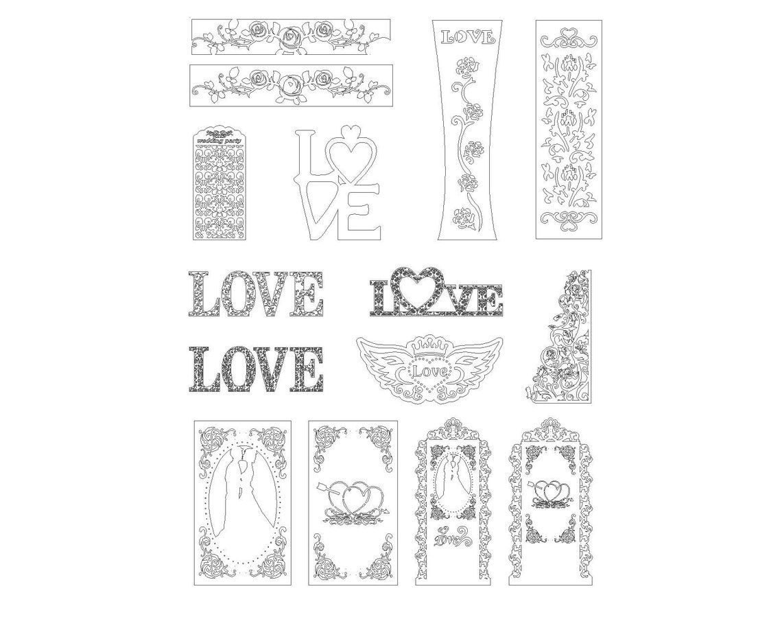 15 Wooden Love Laser Cut Files DXF Vector Plans, Laser File, Cnc ...