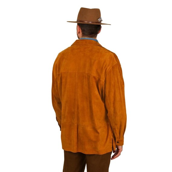 Vintage Leather Mens Western Snap Button Shirt - Gem