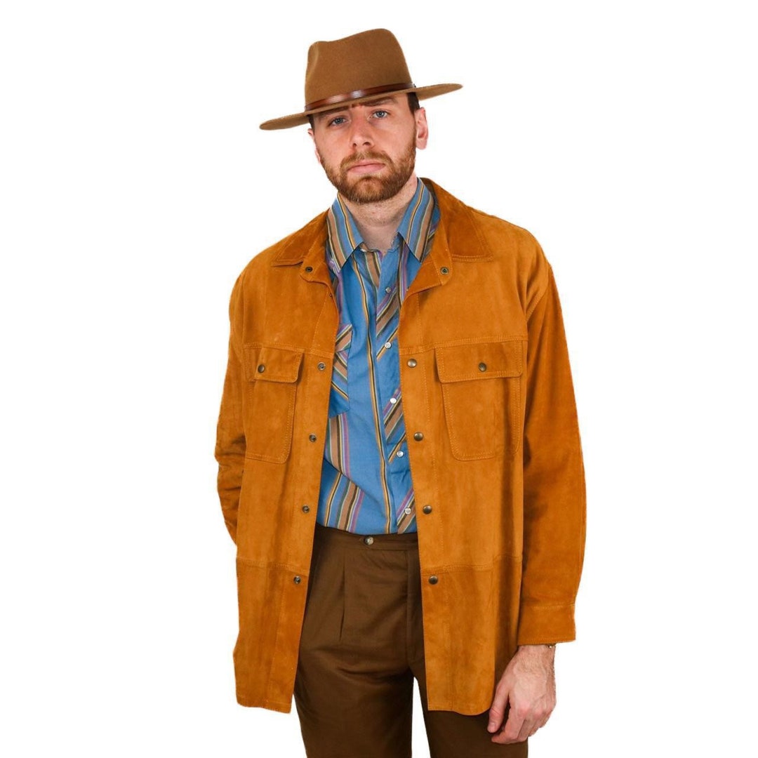 Vintage Leather Mens Western Snap Button Shirt - Etsy