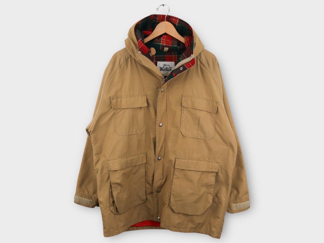 Vintage Woolrich Mens Tan Chore Barn Jacket Size XL USA Plaid Wool ...
