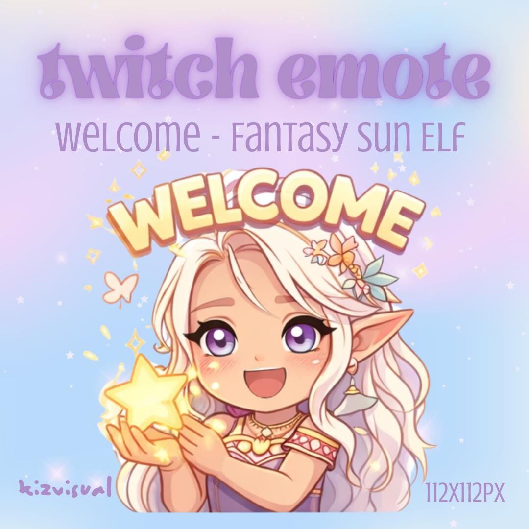 Fantasy Sun Elf Welcome Emote – Chibi Streamer Art (digital Download ...