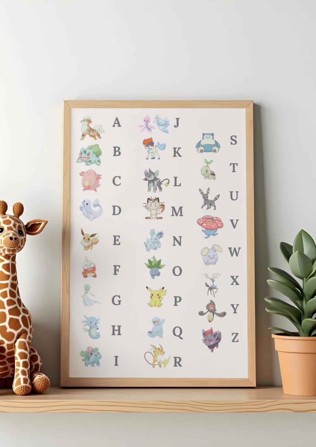 Pokemon Alphabet Animal Poster Printable | A–Z Nursery Wall Art | Kids ...