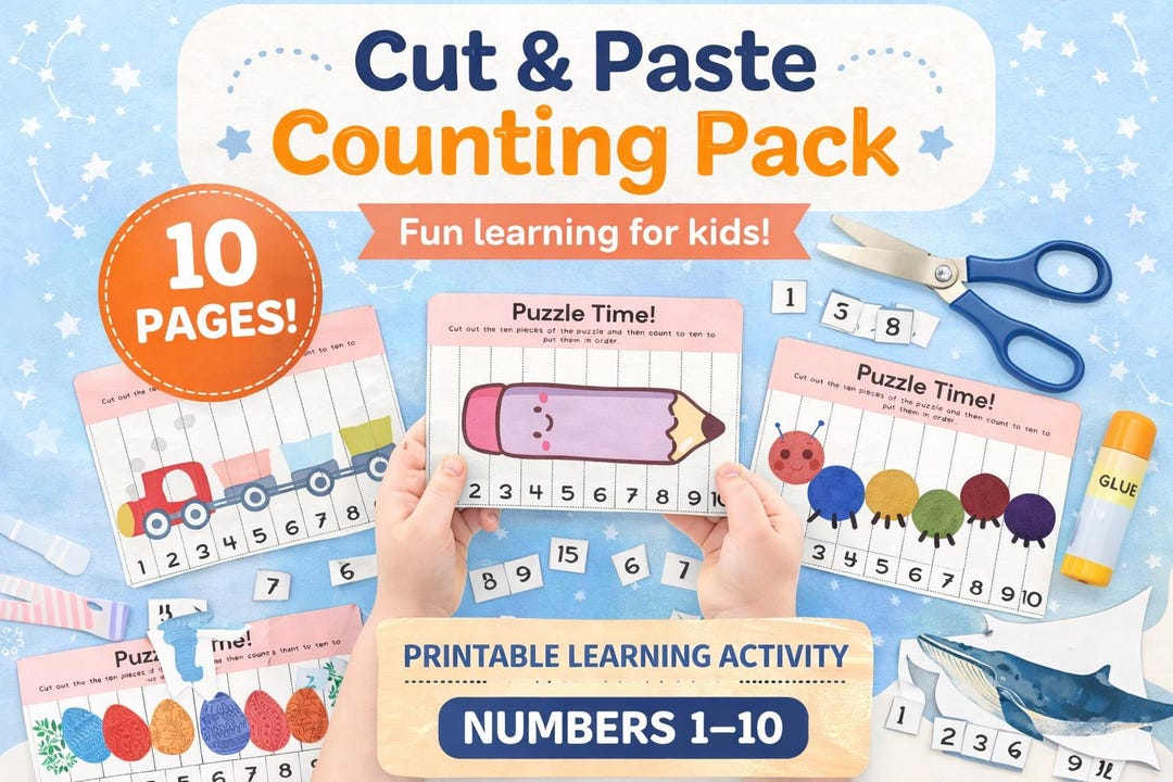 Cut and Paste Counting Puzzles - Fun Learning for Kids - Etsy