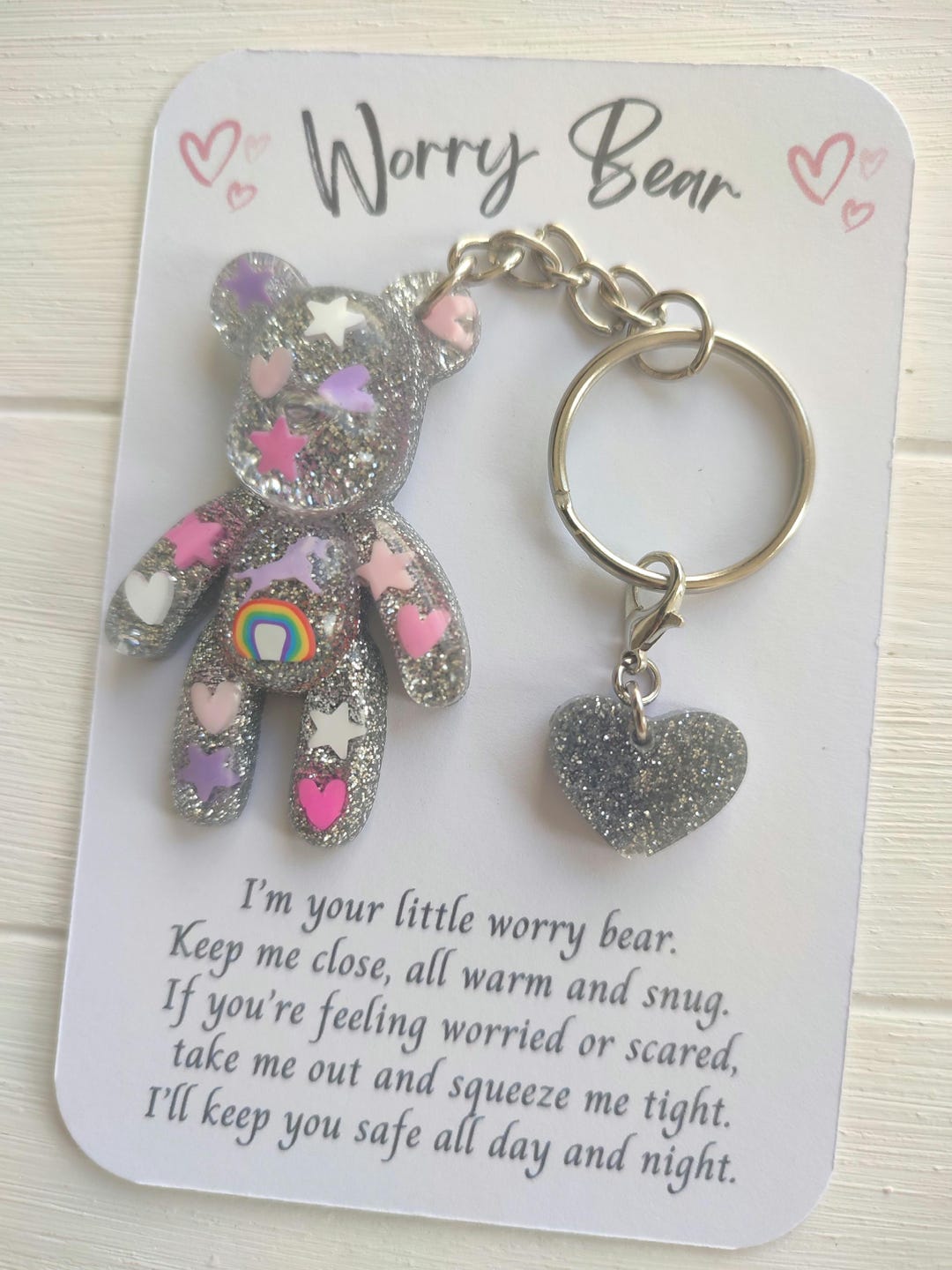 Worry Bear Keyring: Pocket Hug, Anxiety Relief Charm - Etsy UK