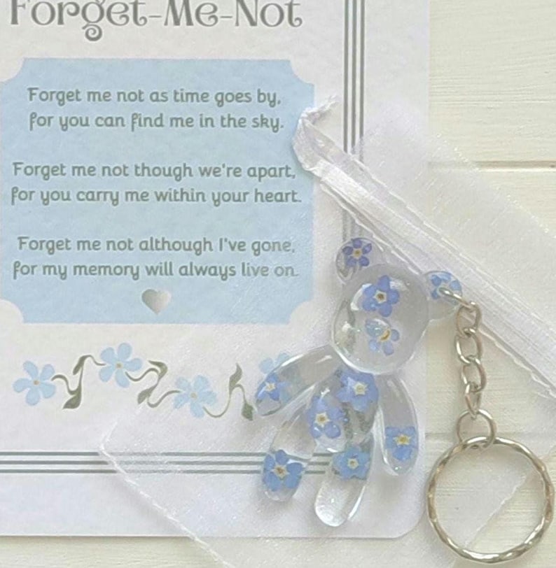 Forget-me-not Bear Keepsake | Memorial Gift & Poem Card - Etsy UK