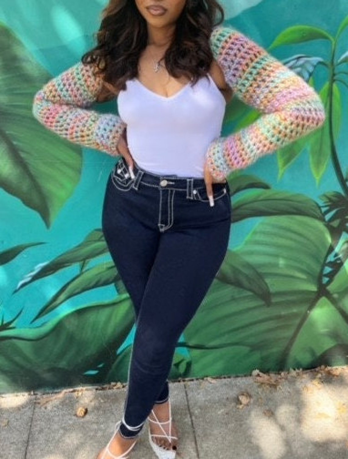 Crochet PATTERN: Cute Cozy Cuffed Shrug With Mesh Fishnet - Etsy