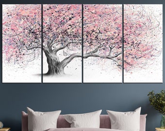 Pink Tree Art Canvas - Etsy