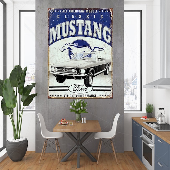 Ford Mustang canvas wall art Red car print Classic Car wall art Hot rod ...