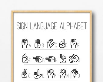 Sign Language Alphabet Blue Poster - Etsy Canada