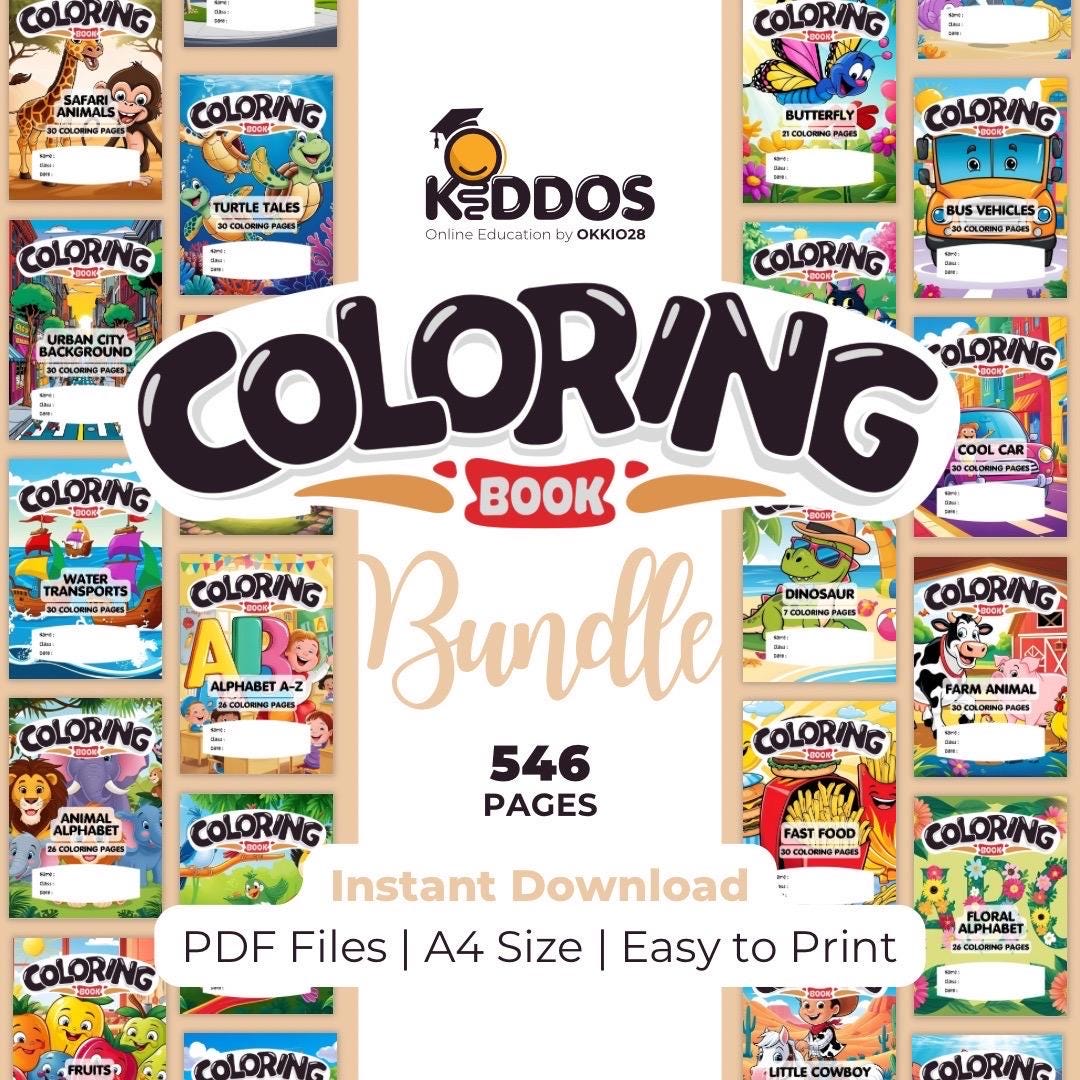 500+ Pages COLORING BOOK BUNDLE - Kids Printable Coloring Book | Great ...